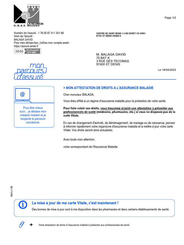 Attestation Droits | PDF