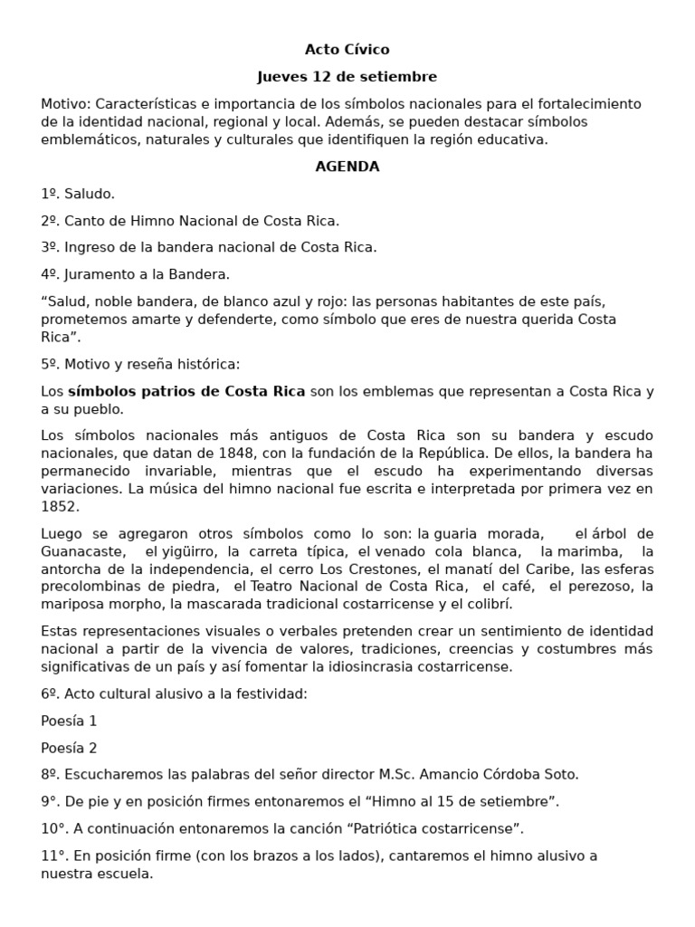 Acto Cívico Símbolos Patrios | PDF