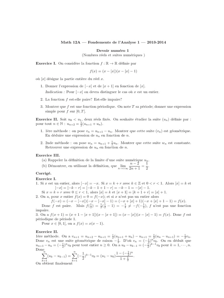 2013_Corrige_Devoir1 | PDF