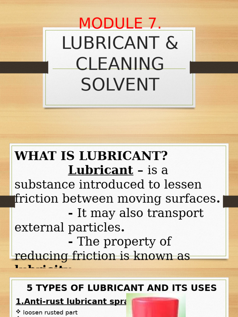 Lubricant & Cleaning Solvent | PDF