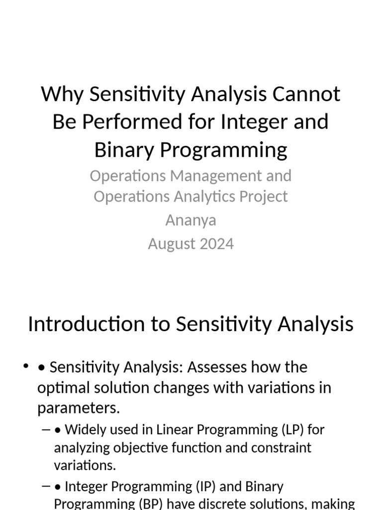 Sensitivity Analysis IP BP Presentation v3 | PDF