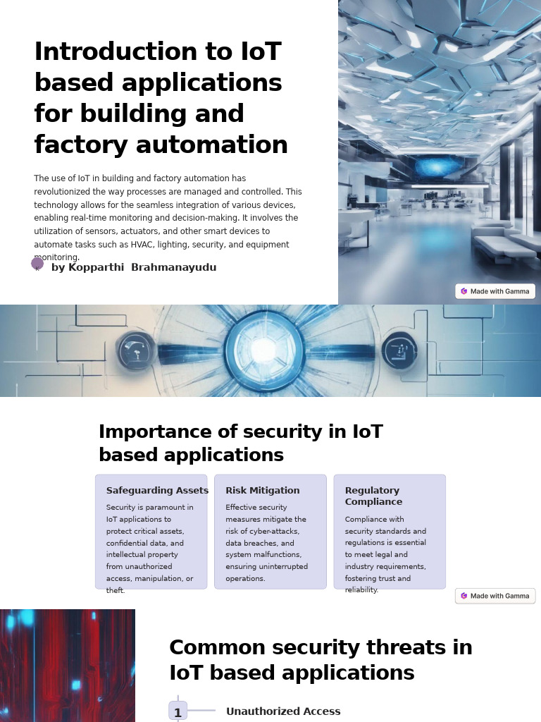 Introduction To IoT Based Applications For Building and Factory Automation | PDF