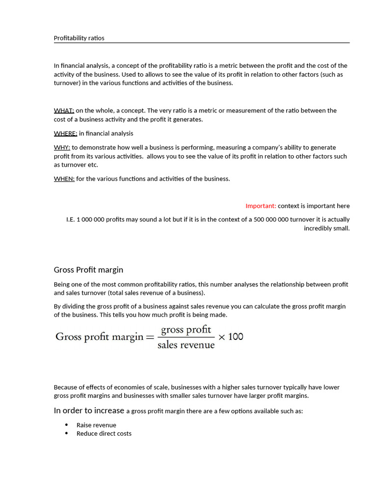Business Management IBDP: Profitability and Liquidity Ratio | PDF