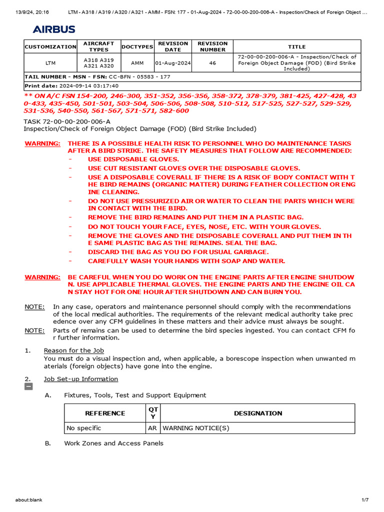 AMM. 72-00-00-200-006-A - Inspection - Check of Foreign Object Damage ...