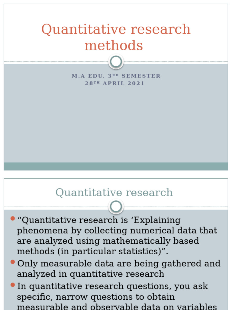 Quantitative Research Methods | PDF | Sampling (Statistics ...