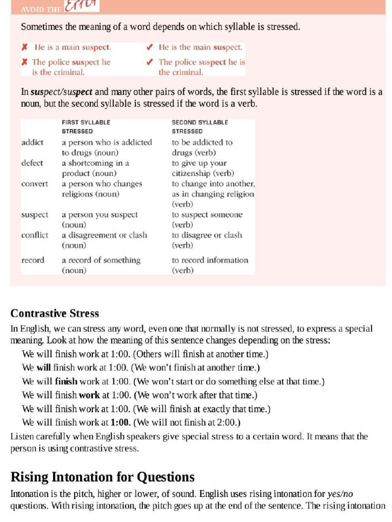 Rising Intonation For Questions: Contrastive Stress | PDF