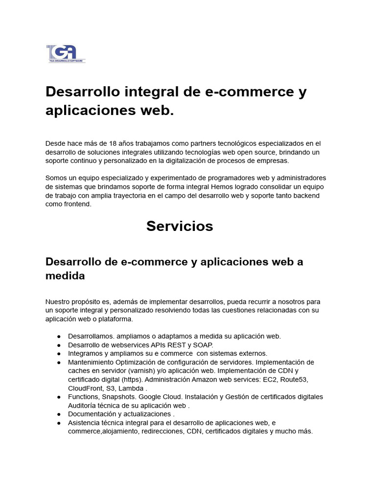 Servicios Tga Software | PDF