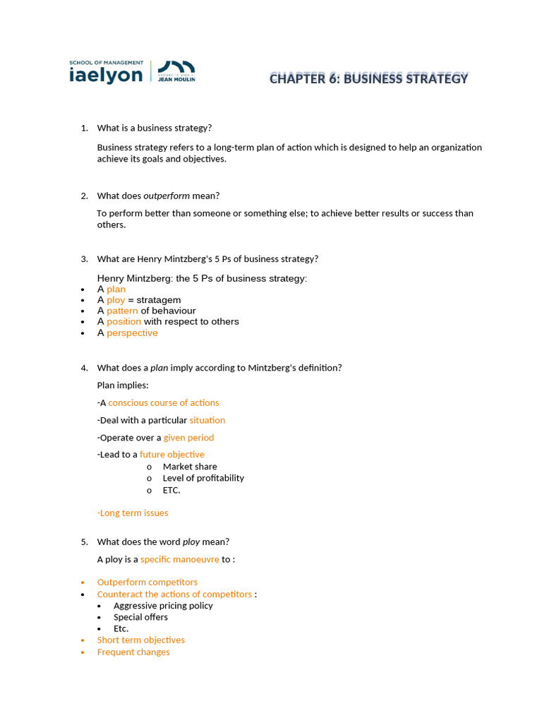 6 Business Strategy - Questions | PDF