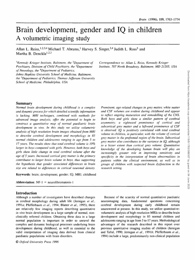 Brain Development, Gender and IQ in Children: A Volumetric Imaging ...