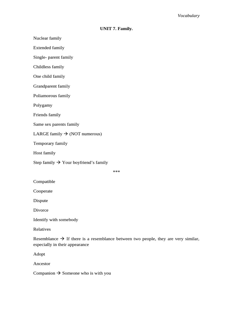 UNIT 7. Family | PDF