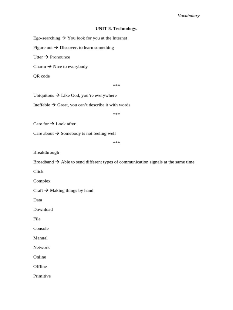 UNIT 8. Technology | PDF