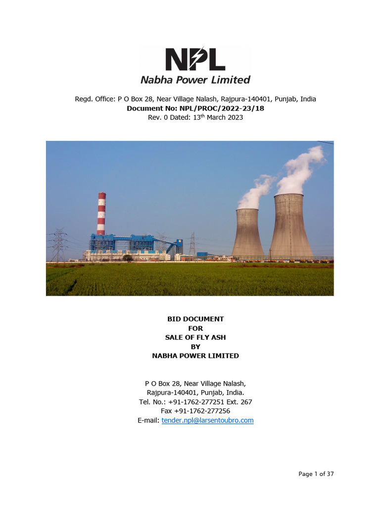 Bid Document for Fly Ash Sale NPL | PDF | Taxes | Procurement