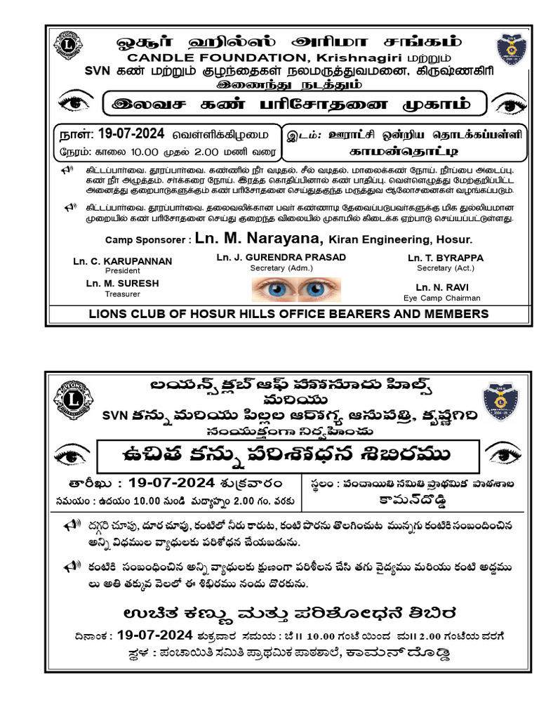 Eye Camp List | PDF