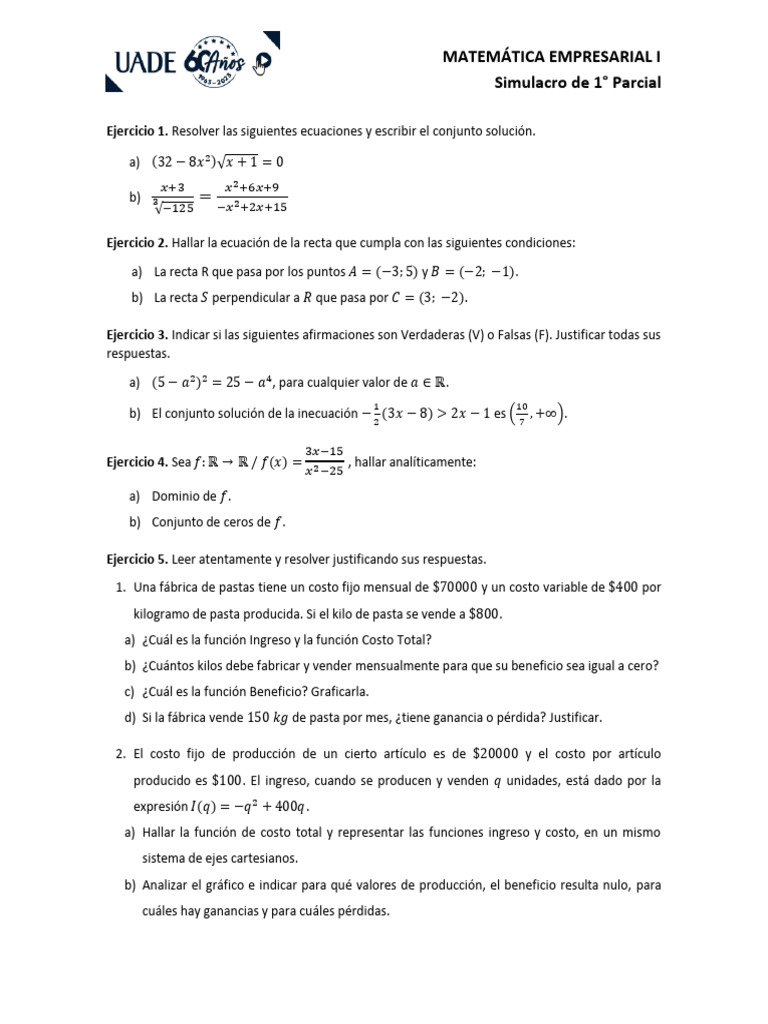 Simulacro 1° Parcial ME1 | PDF