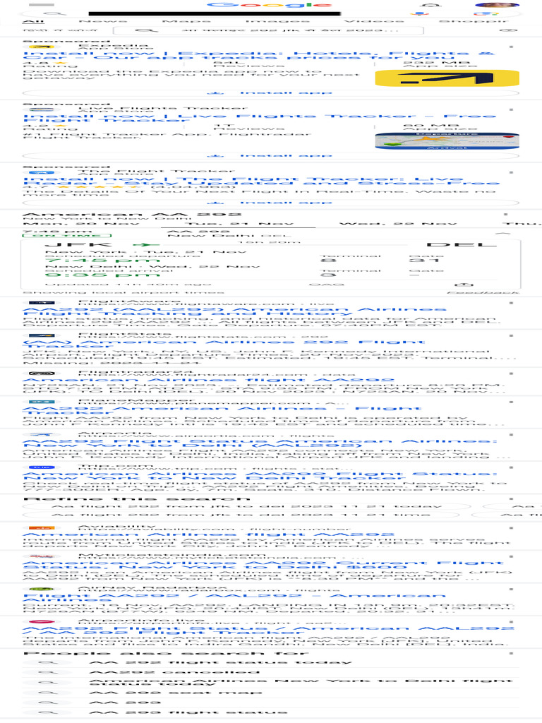 AA Flight 292 From JFK To DEL, 2023-11-21 - Google Search | PDF
