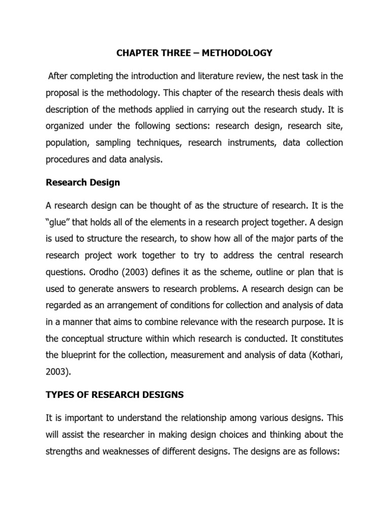 Chapter Three - Methodology F | PDF