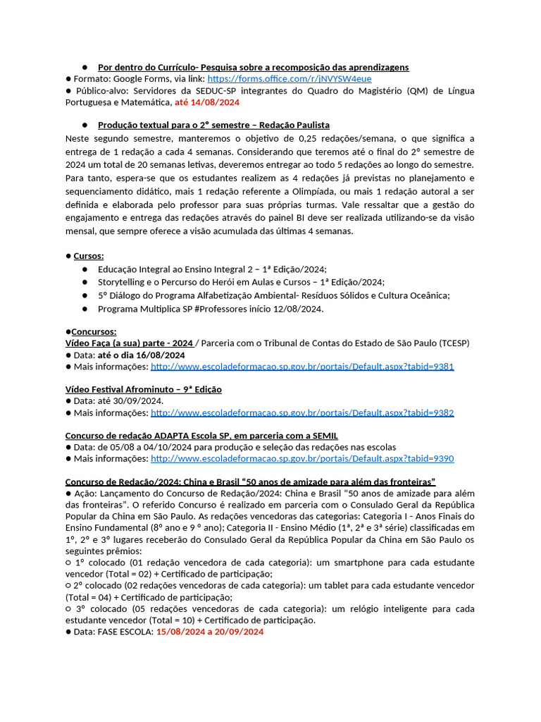 Comunicados 13 - 08 - 24 | PDF