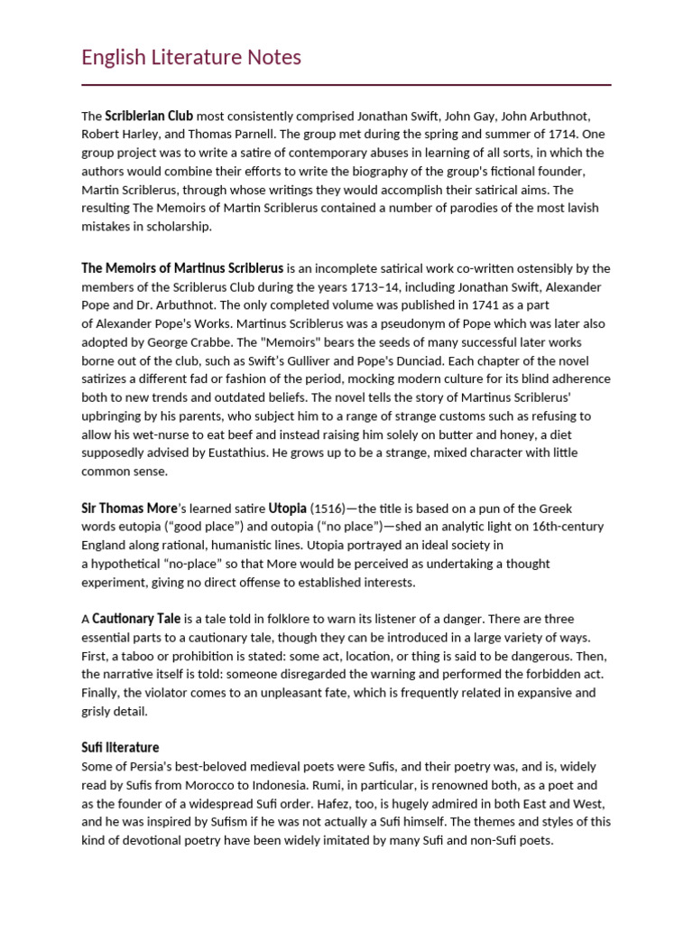 English Literature Notes | PDF | Gender Studies