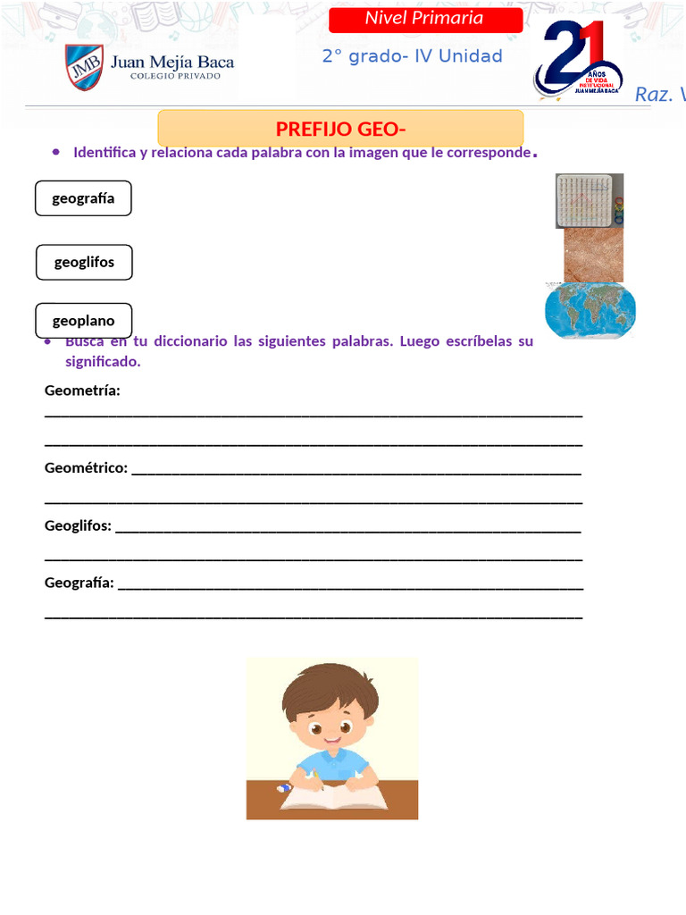 Ficha 3 Prefijo Geo - Raz. Verbal | PDF | Métodos y materiales de enseñanza