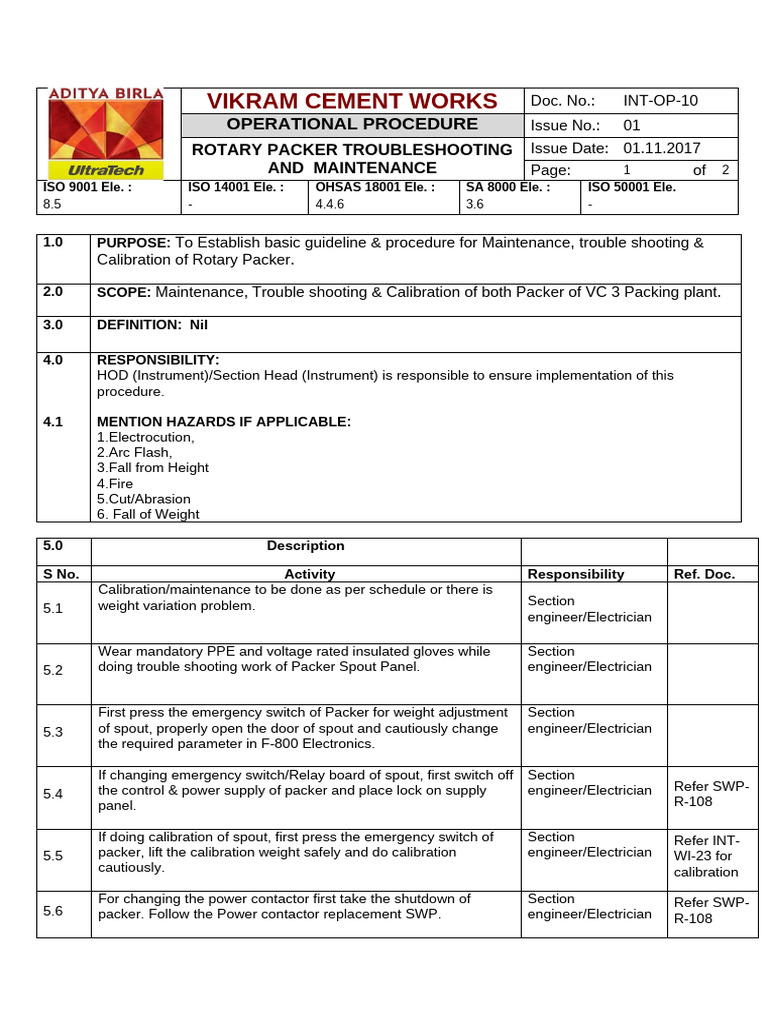 Int-Op-10 (01) Rotary Packer Troubleshooting and Maintenance | PDF
