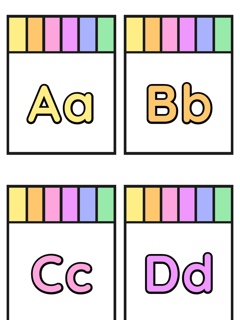 Alphabet English Flashcards Colorful Lined Style | PDF