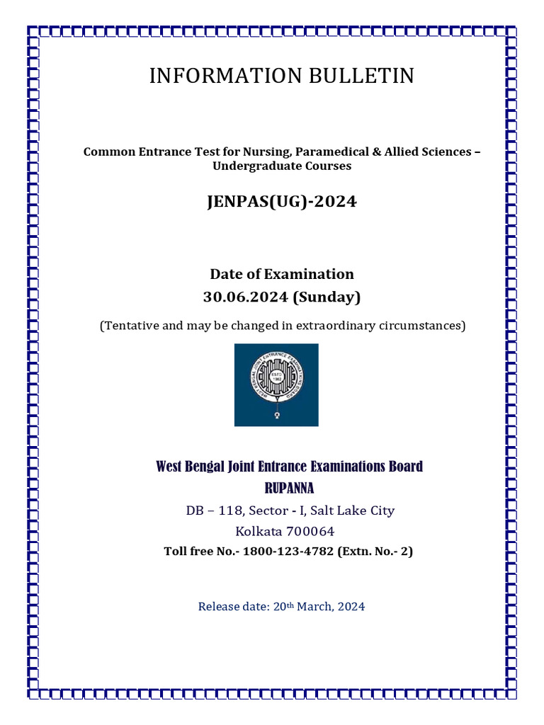 Information Bulletin: JENPAS (UG) - 2024 | PDF