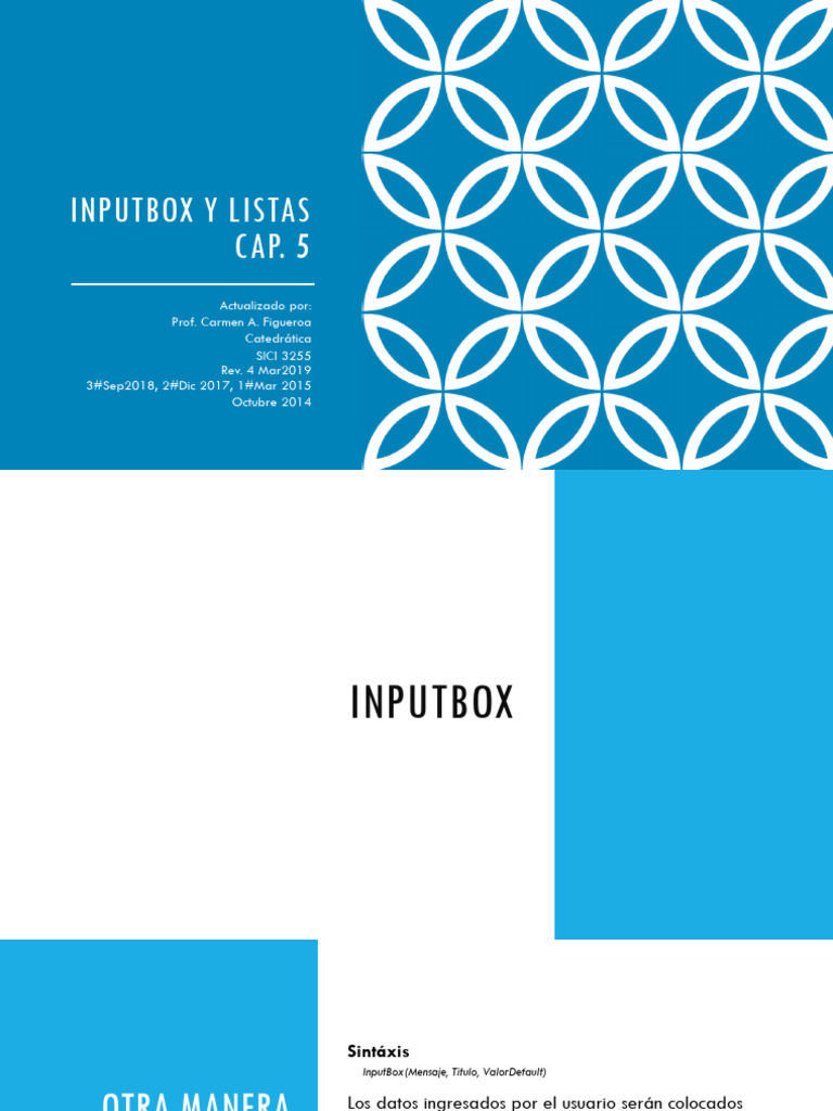 SICI3255 PPT E Capitulo 5 InputBox y ListBox | PDF