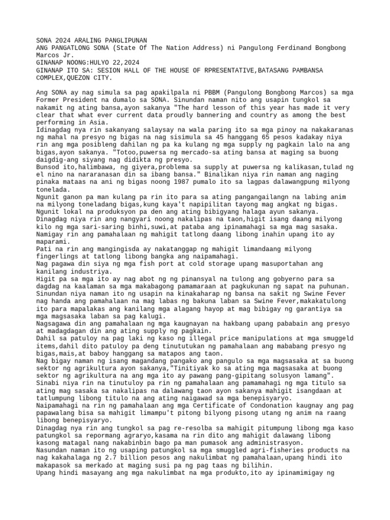 Sona 2024 Araling Panglipunan | PDF