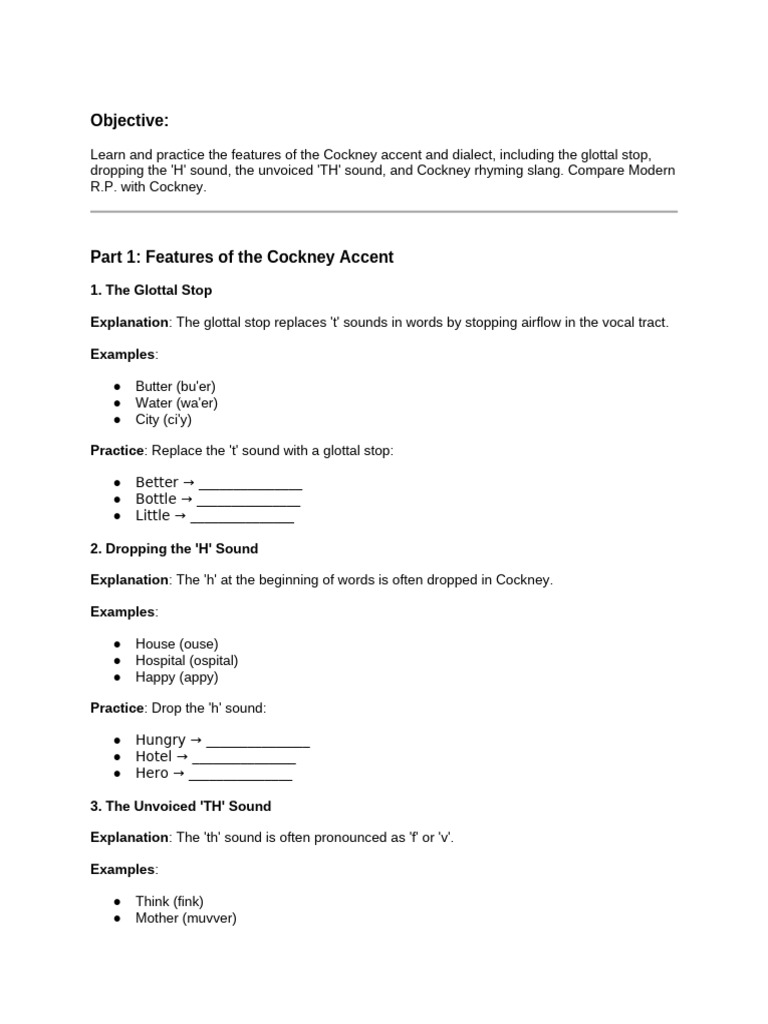 Cockney Accent | PDF