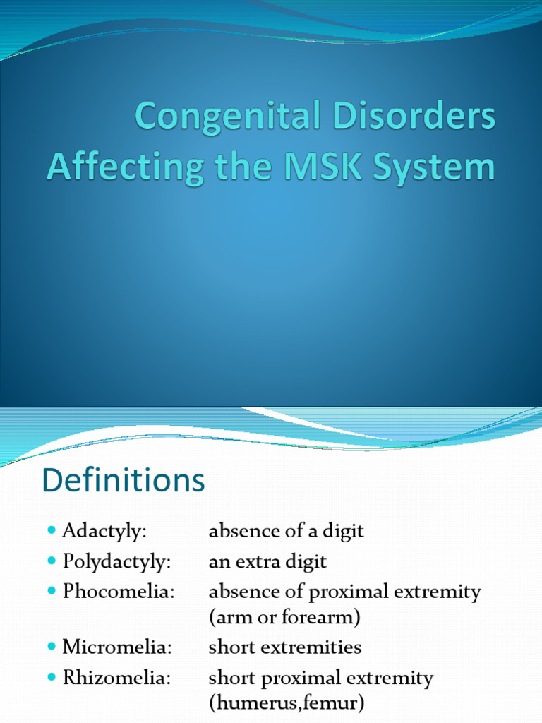 Congenital Musculoskeletal System Abnormalities | PDF