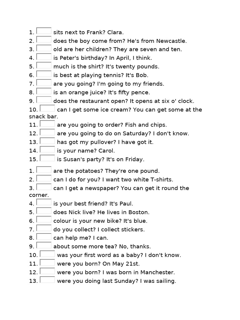 Question Words | PDF