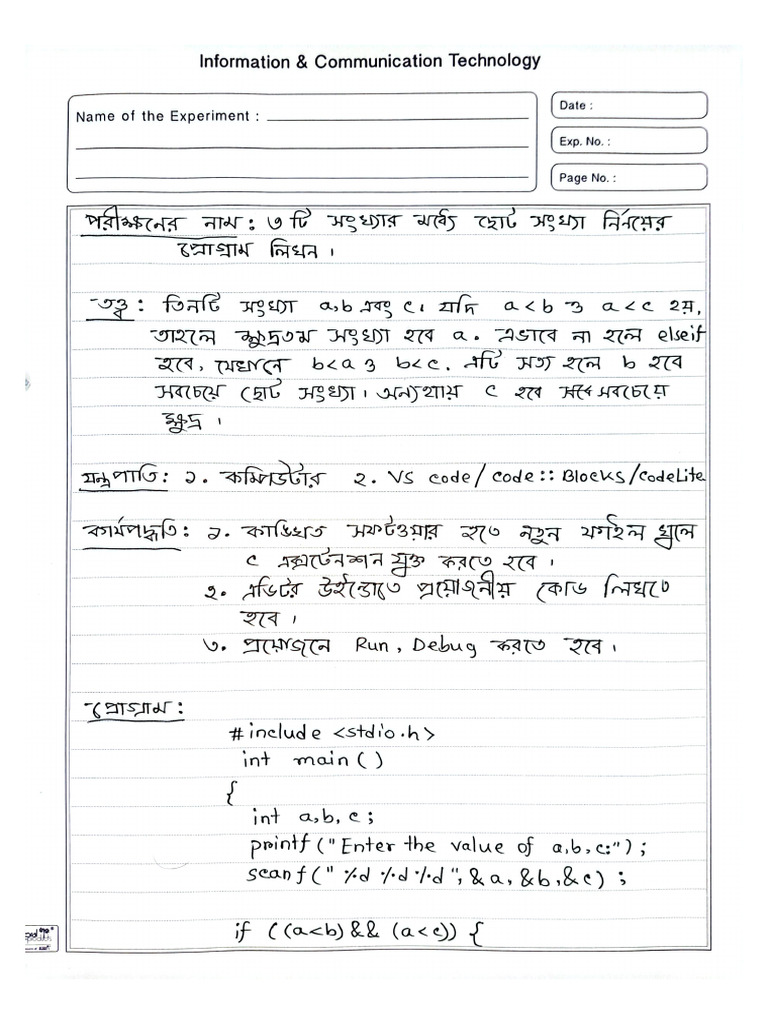 ICT Practical (C part) | PDF
