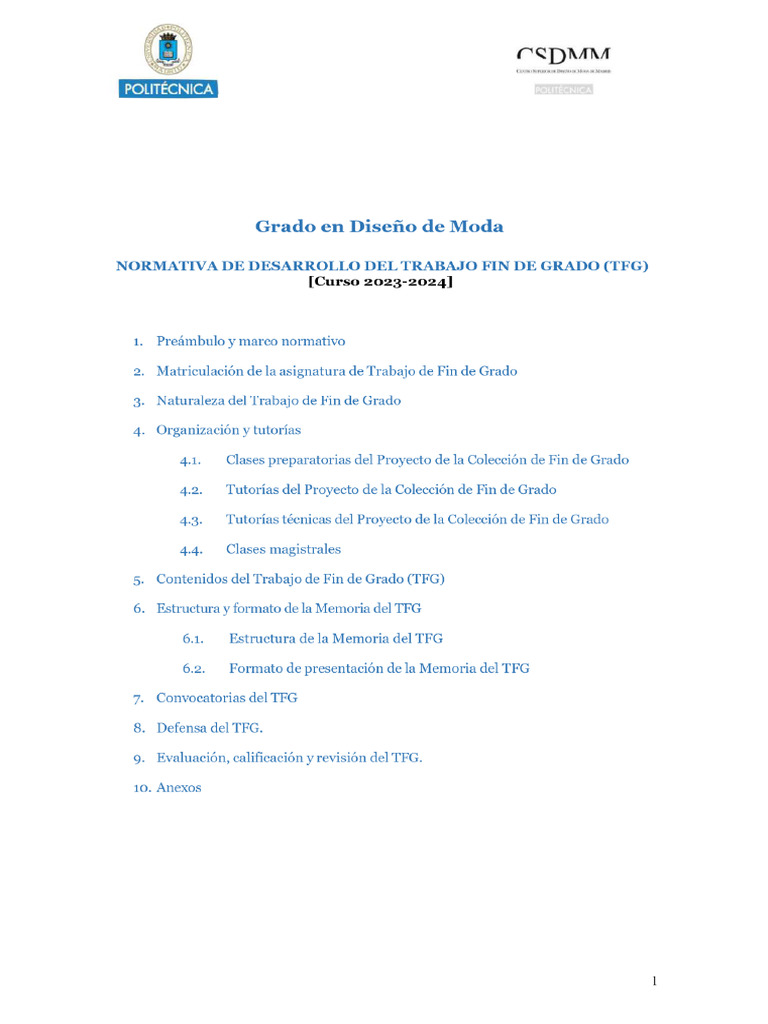 Normativa Del TFG | PDF