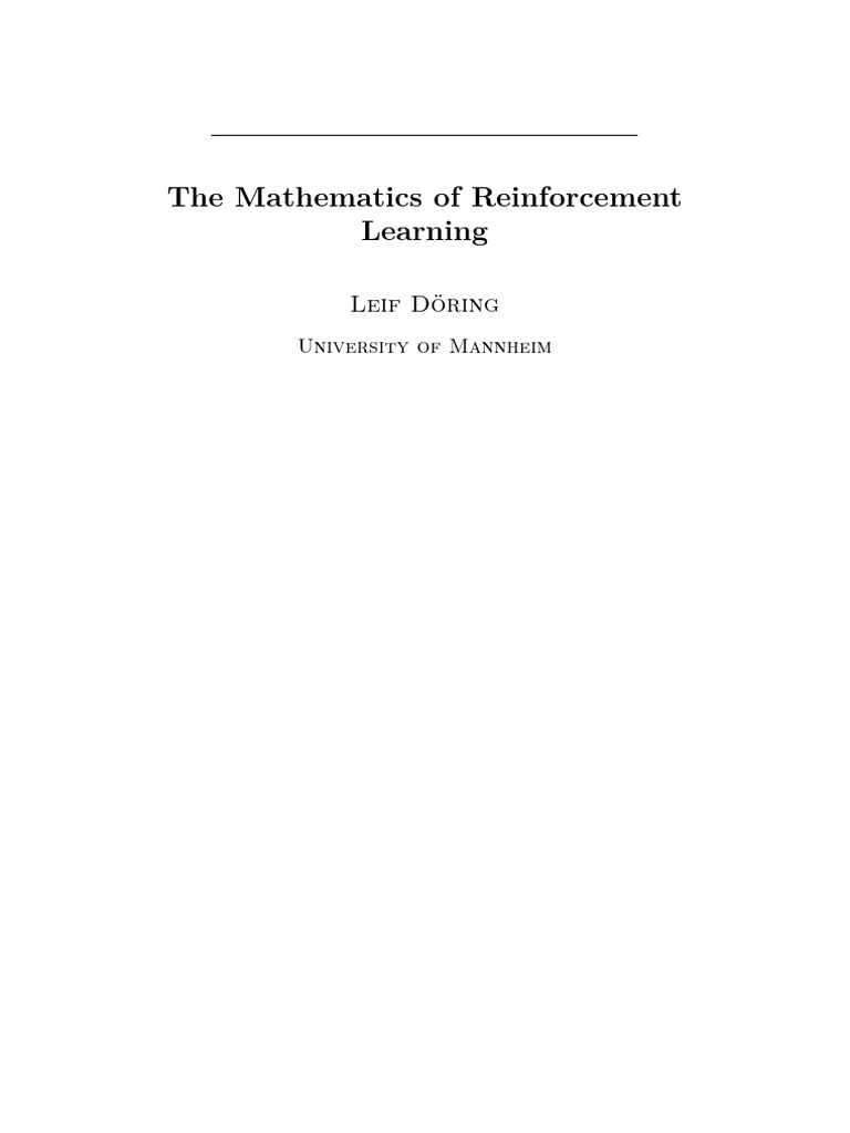 The Mathematics of Reinforcement Learning | PDF