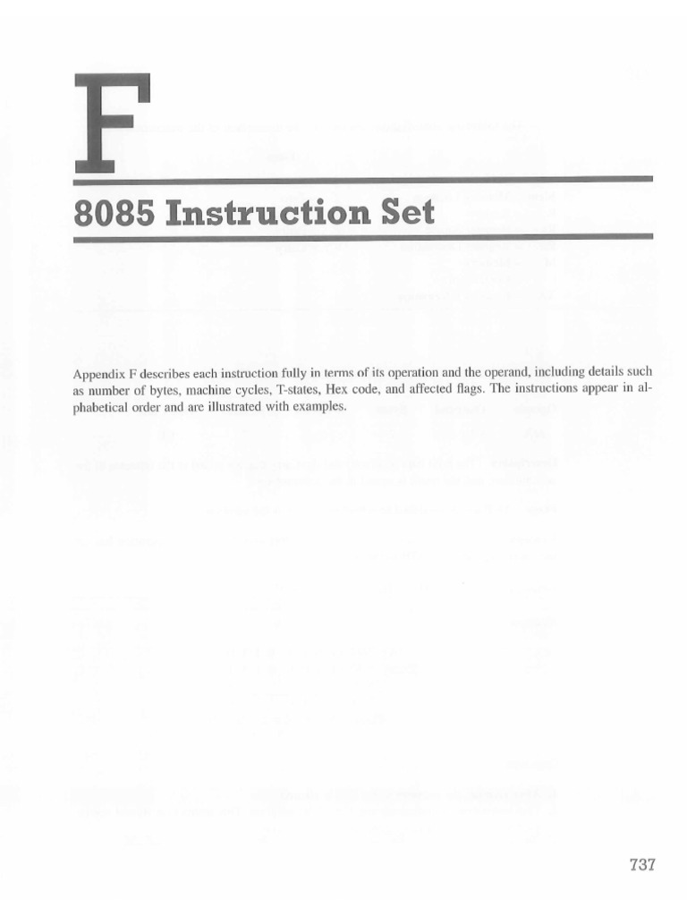 Instruction Set 8085 | PDF