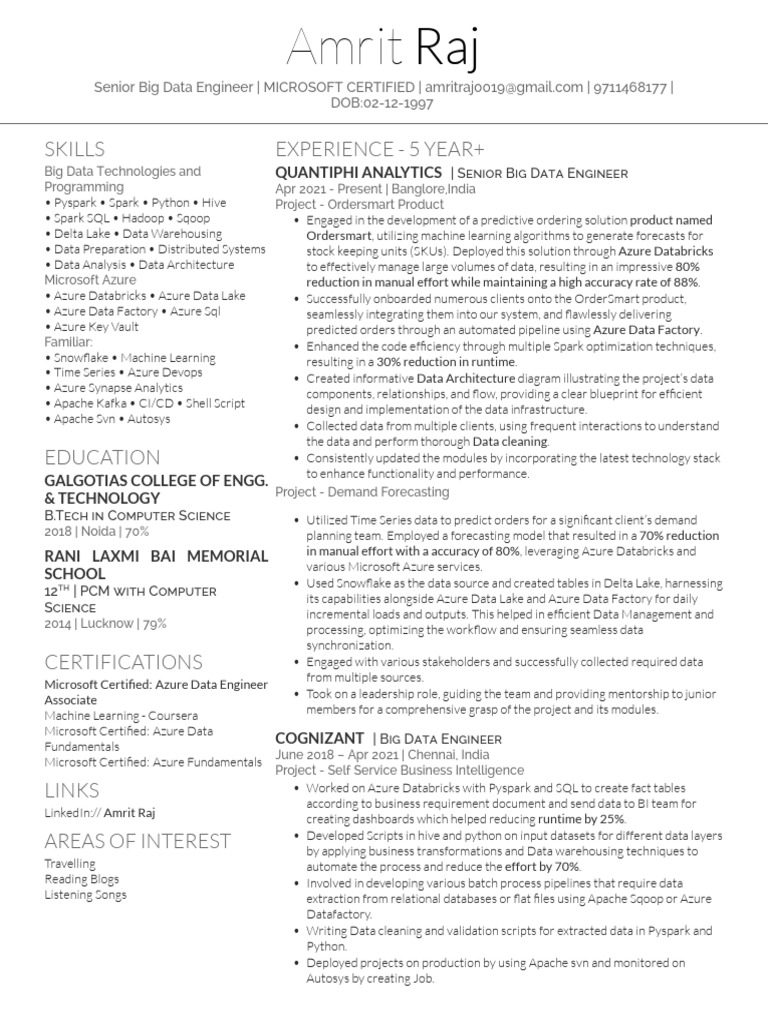 Amrit Raj Resume | PDF