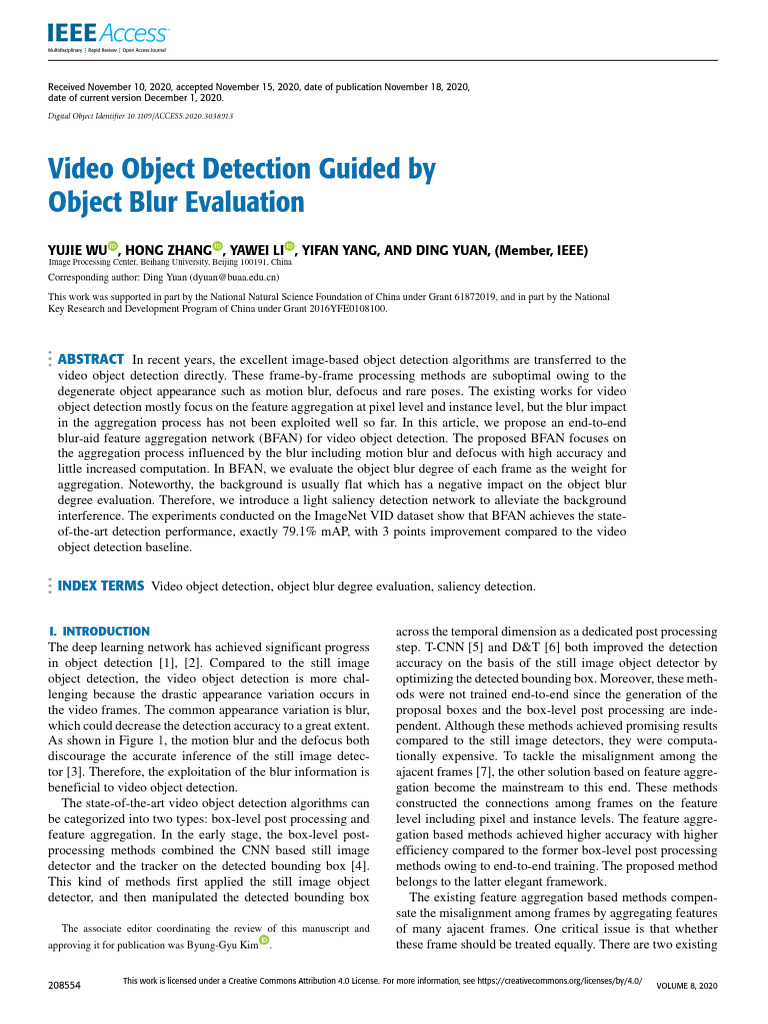 Video Object Detection Guided by Object Blur Evaluation | PDF