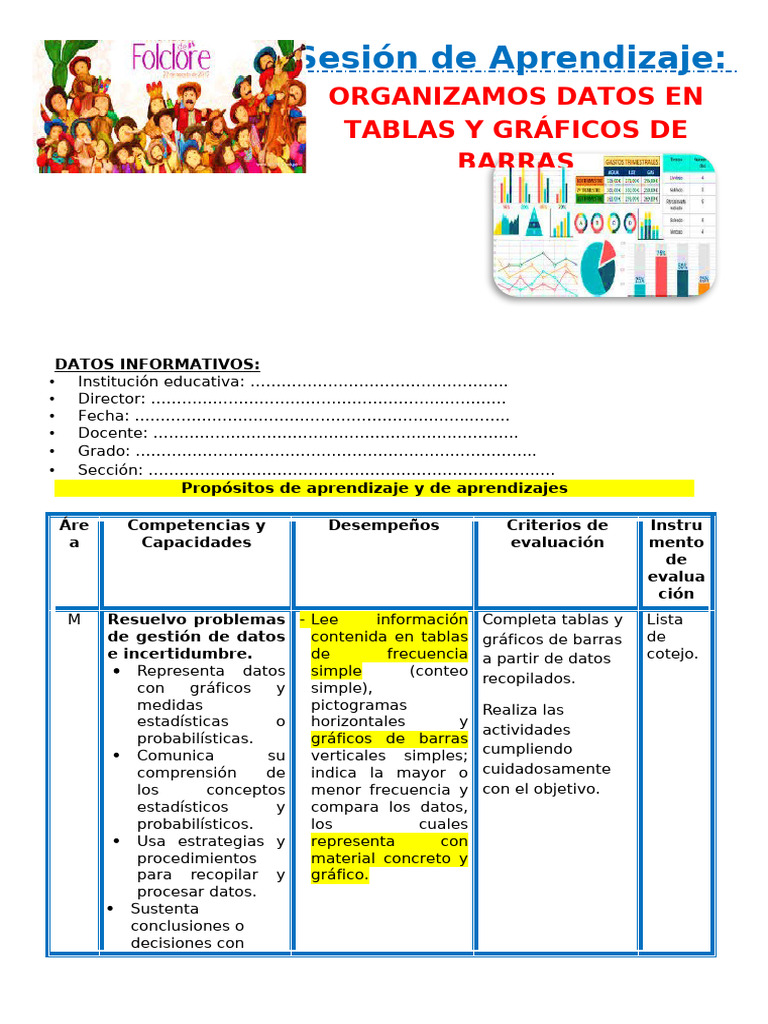 2° Sesión Día 2 Mat Organizamos Datos en Tablas y Gráficos de Barras | PDF
