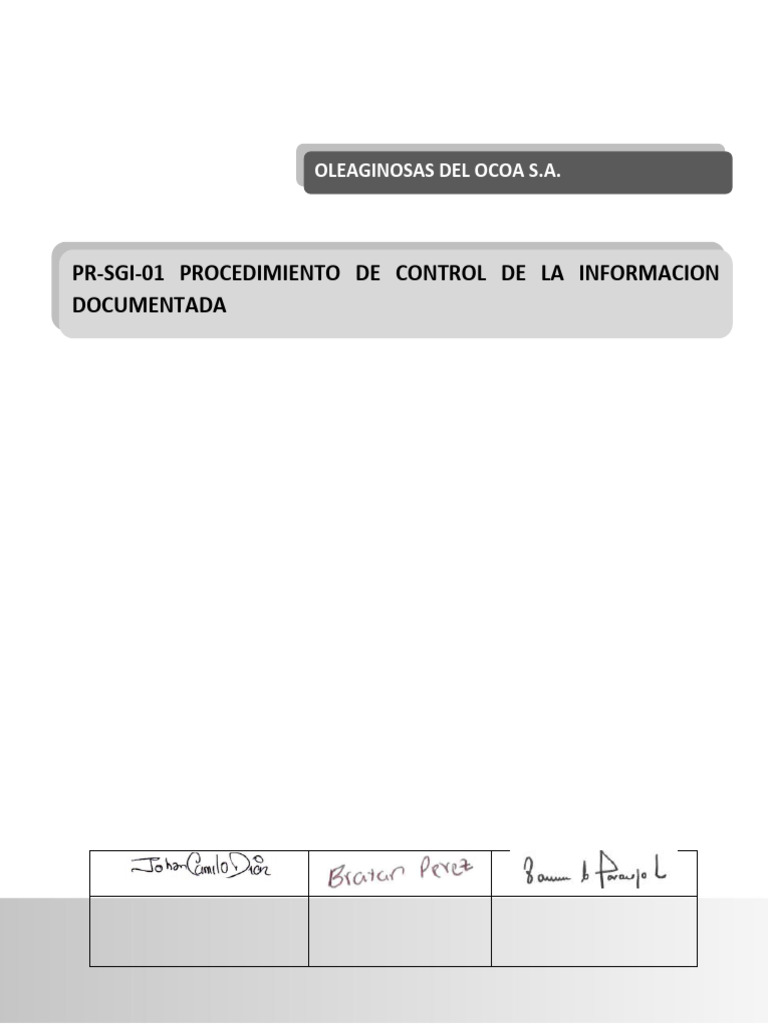 Procedimiento de Control de Documentos y Registros | PDF