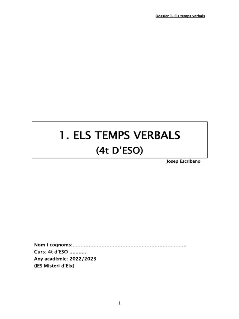 Dossier de Verbs de 4t dESO | PDF