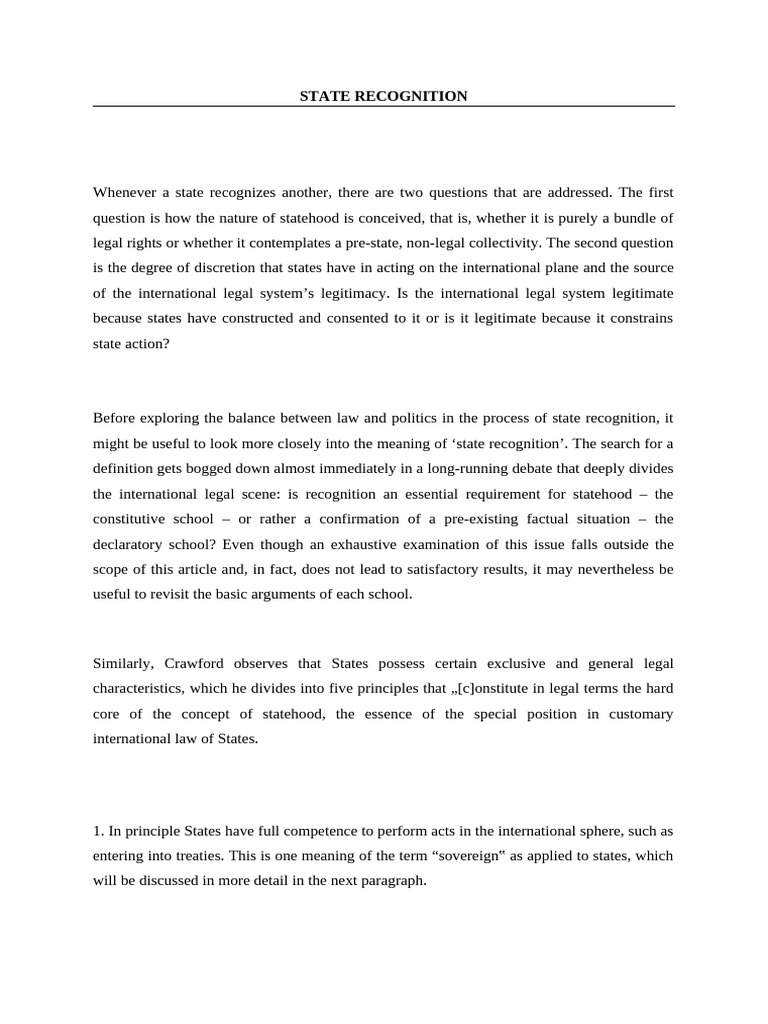 State Recognition | PDF | International Law | Theory