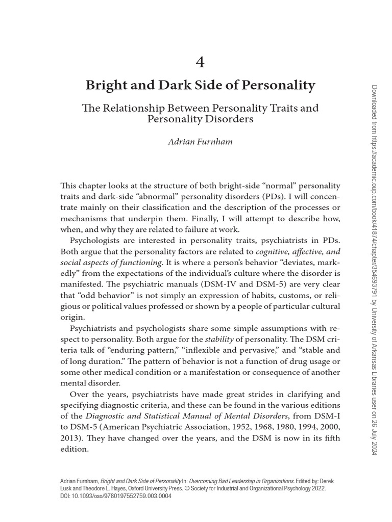 Bright and Dark Side of Personality | PDF