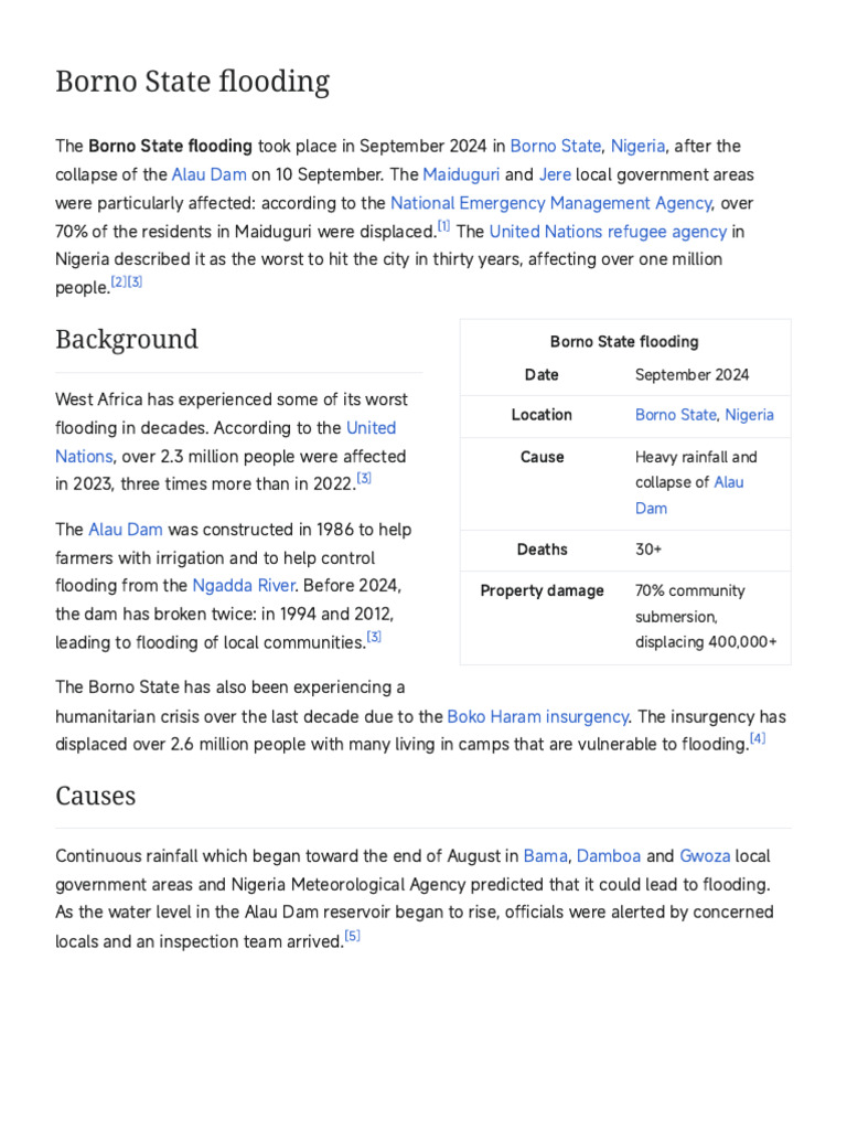 Borno Flooding: Alau Dam Collapse 2024 | PDF | Natural Hazards ...