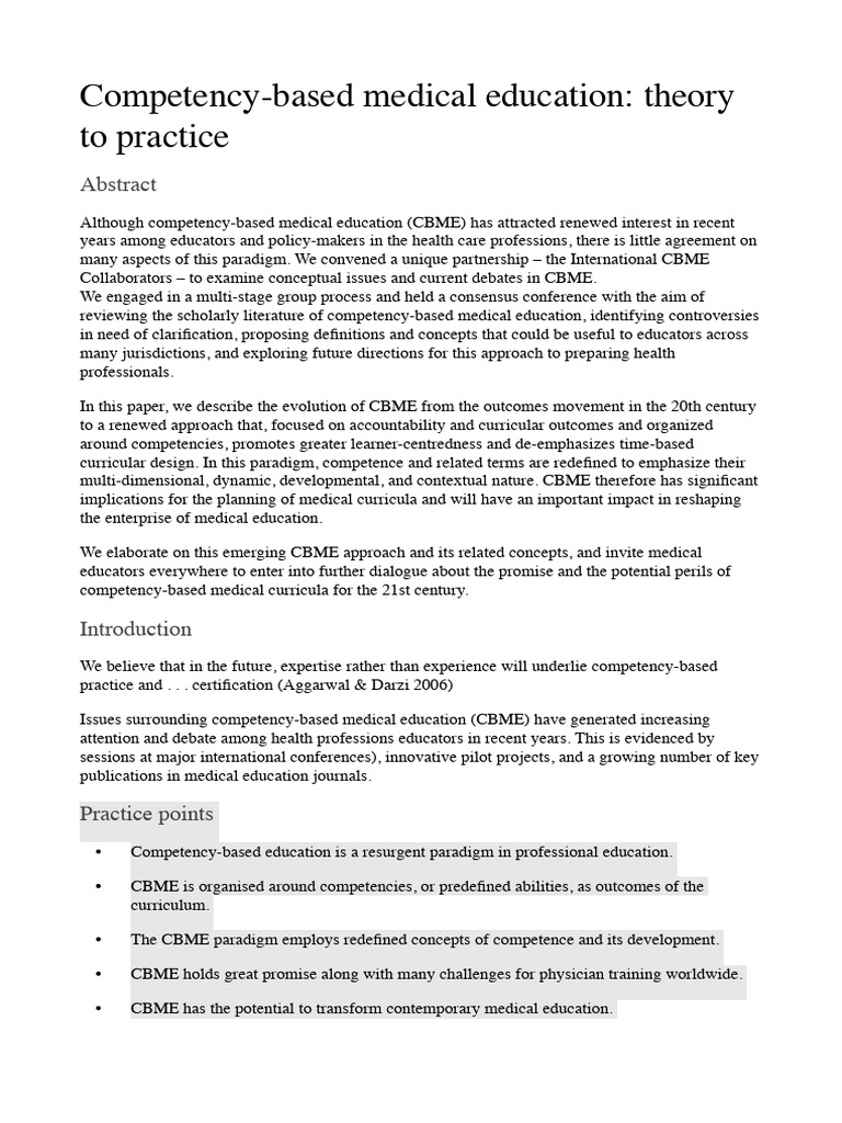 05 Competency Based Medical Education | PDF