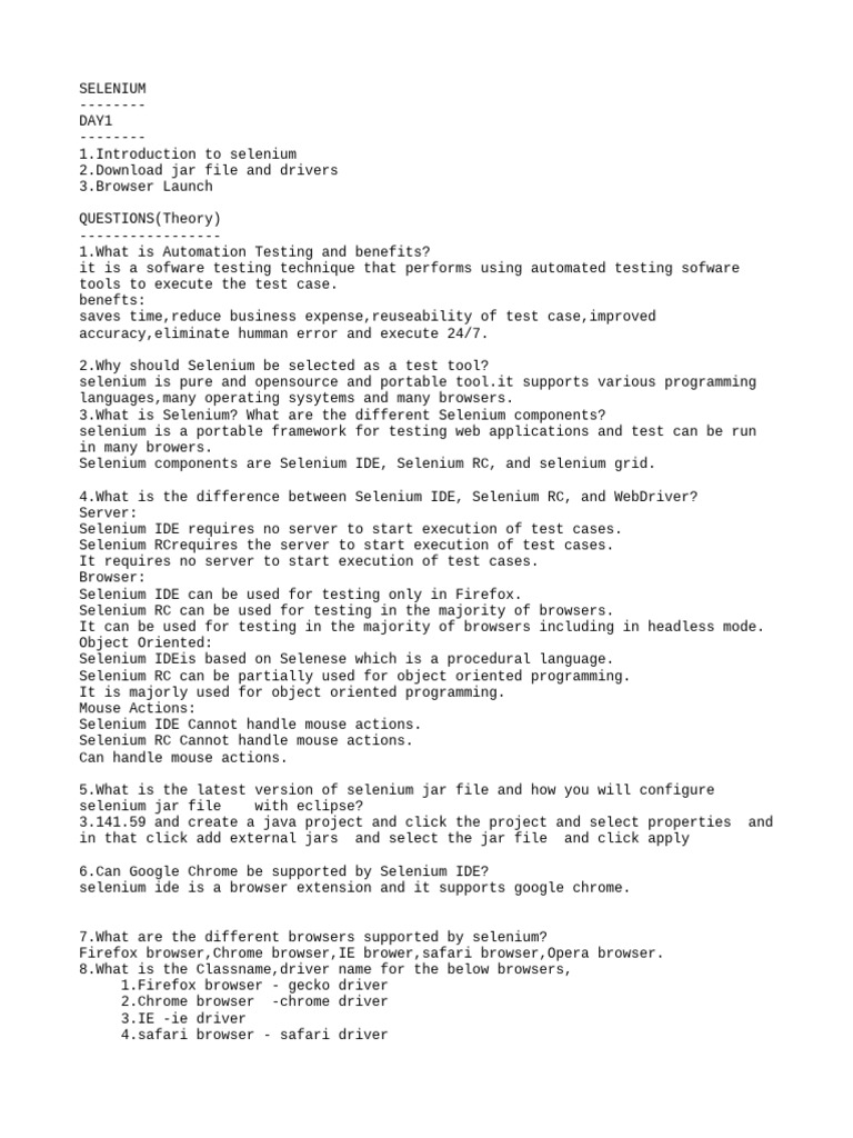 Selenium Day1 Anstask | PDF