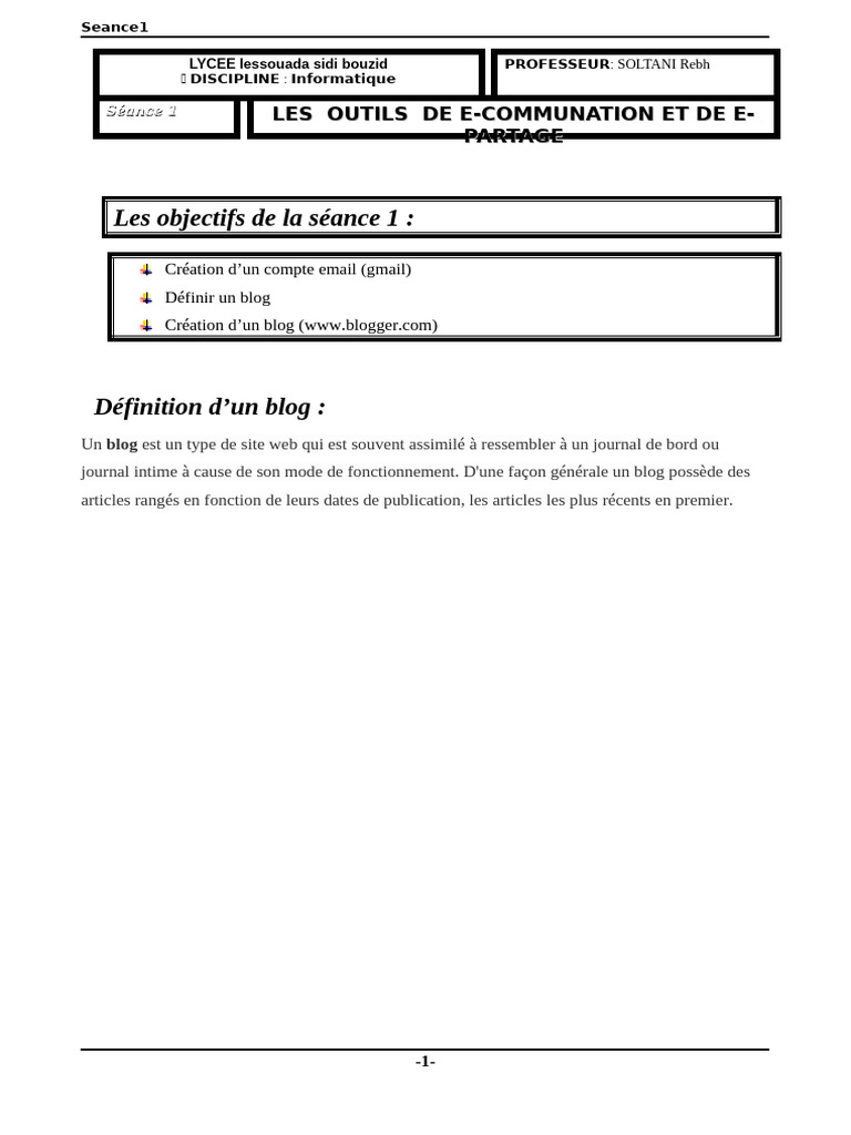 Seance 1 | PDF