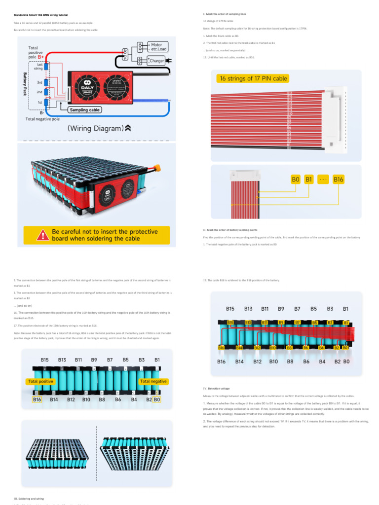 16S BMS Wiring Tutorial Lifepo4 Battery | PDF