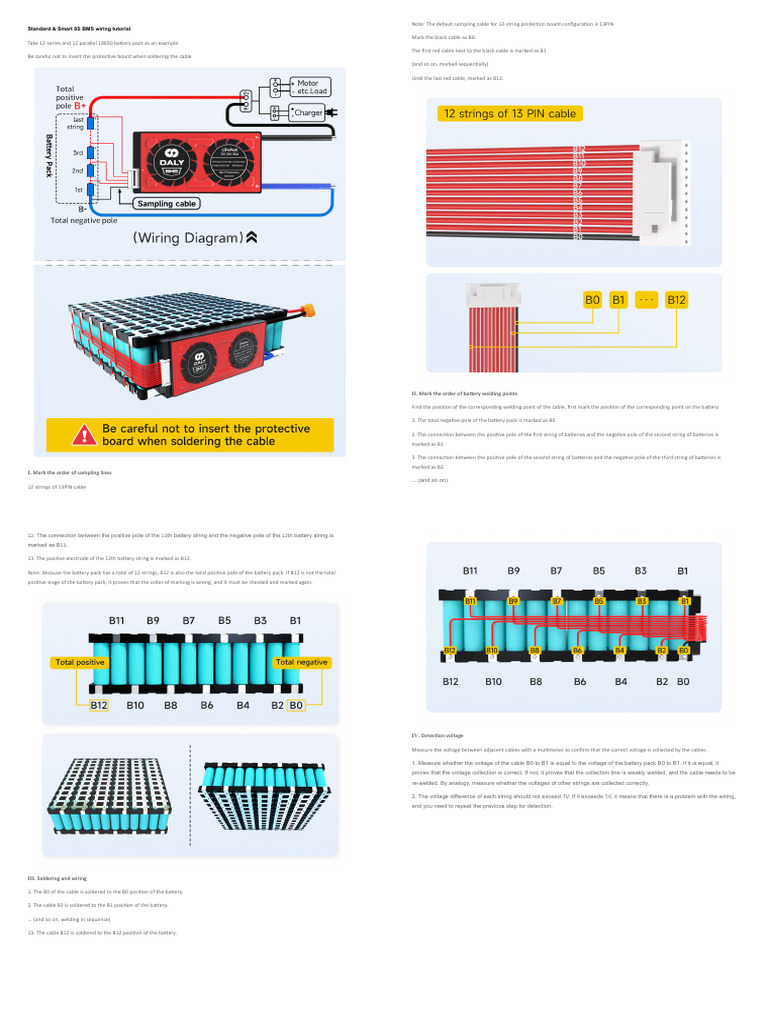 DALY 12S Smart BMS Wiring Tutorial - Daly Electronics Co., LTD | PDF