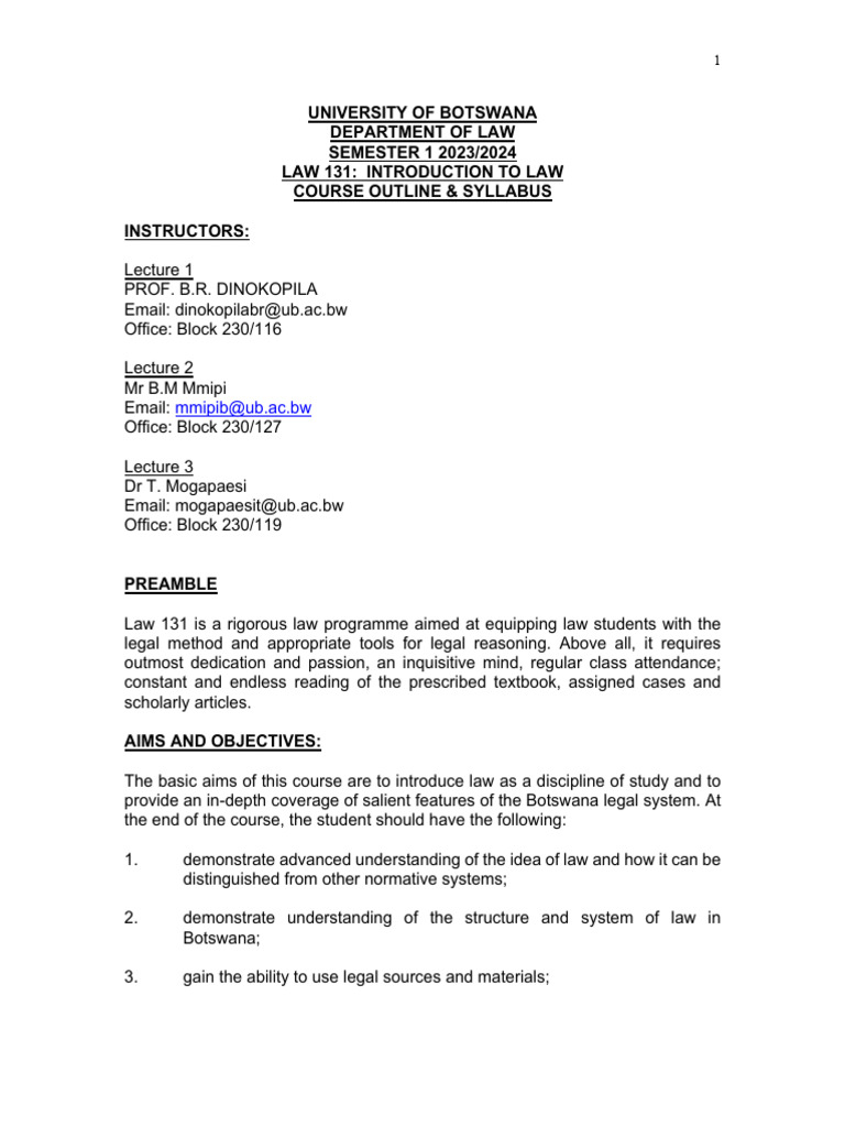 Law 131: Intro to Botswana Legal System | PDF | Precedent | Jurisprudence