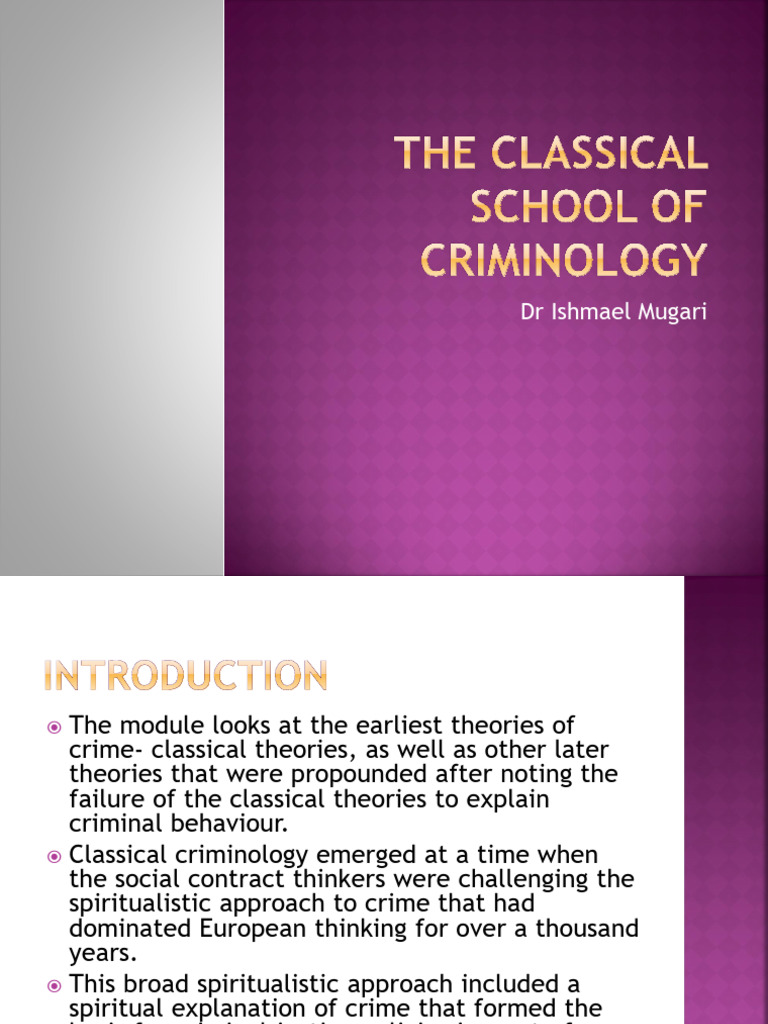 CJS221 Lecture 1 Classical Theories | PDF